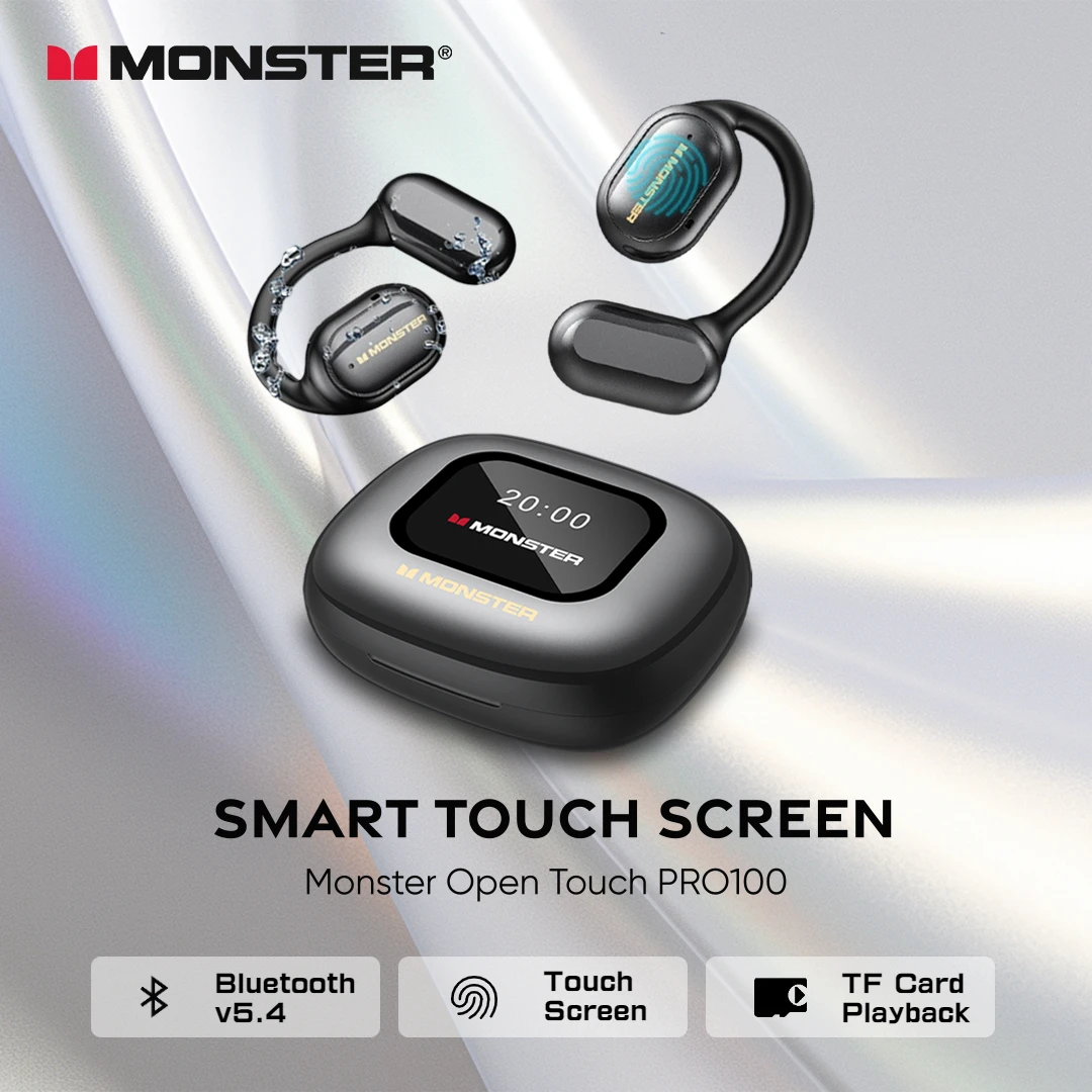 Monster-Smart-Touch-Screen-Wireless-Headset-OWS-Bluetooth-5-4-Earphones ...