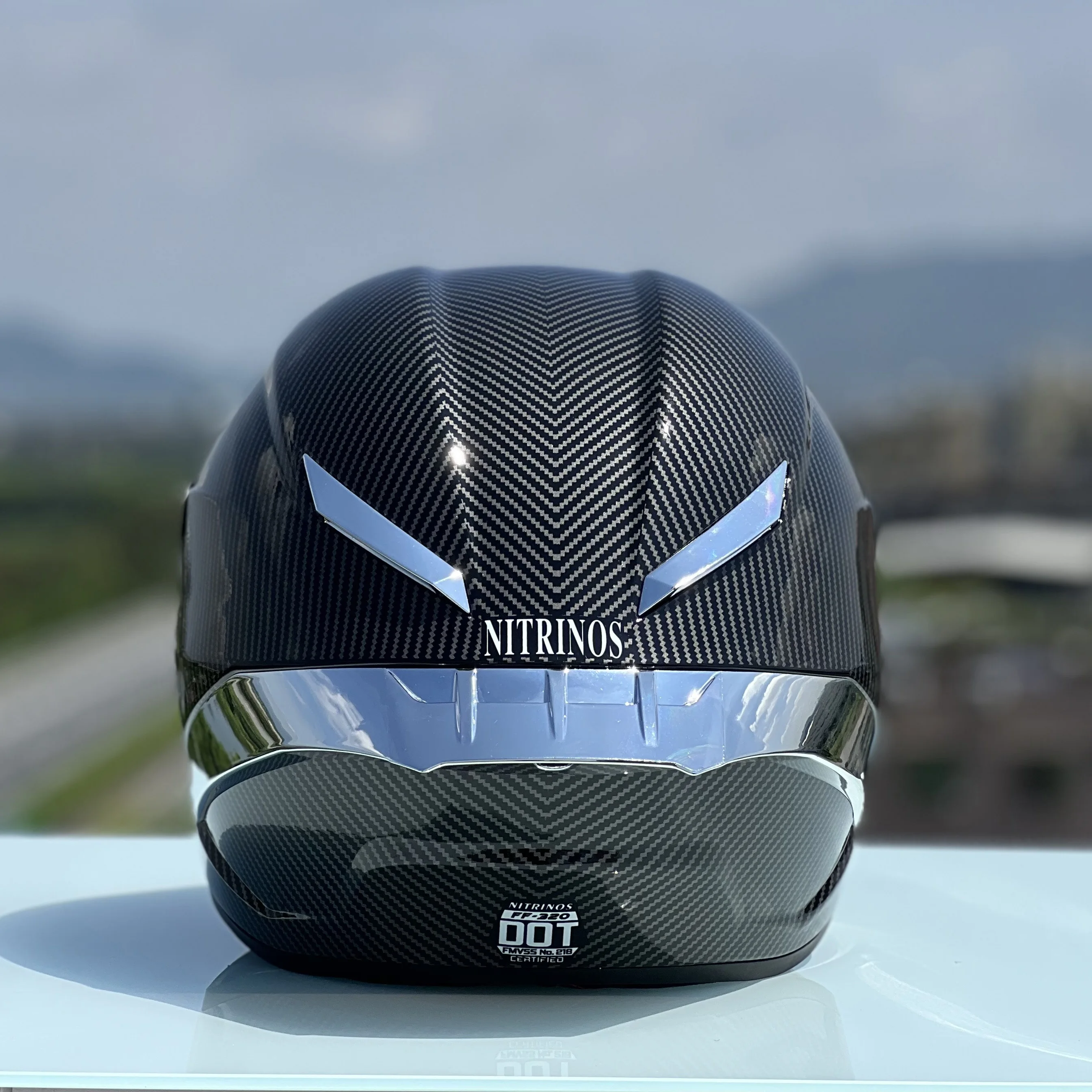 DOT Approved Silver Carbon Fiber Helmet Men Racing Helmet