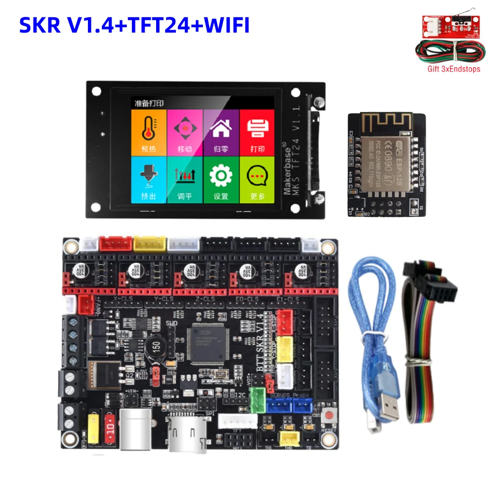 Bigtreetech placa base SKR V1.4 de 32 bits, placa base ARM MKS TFT24 con pantalla táctil ...
