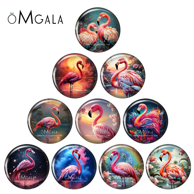 New Beauty Pink Flamingo Art Paintings 12mm/18mm/20mm/25mm Round photo ...