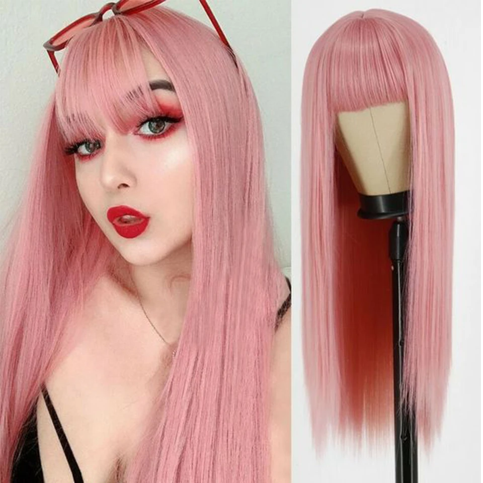 Rebecca peluca recta con flequillo para mujer, cabello humano brasileño ...