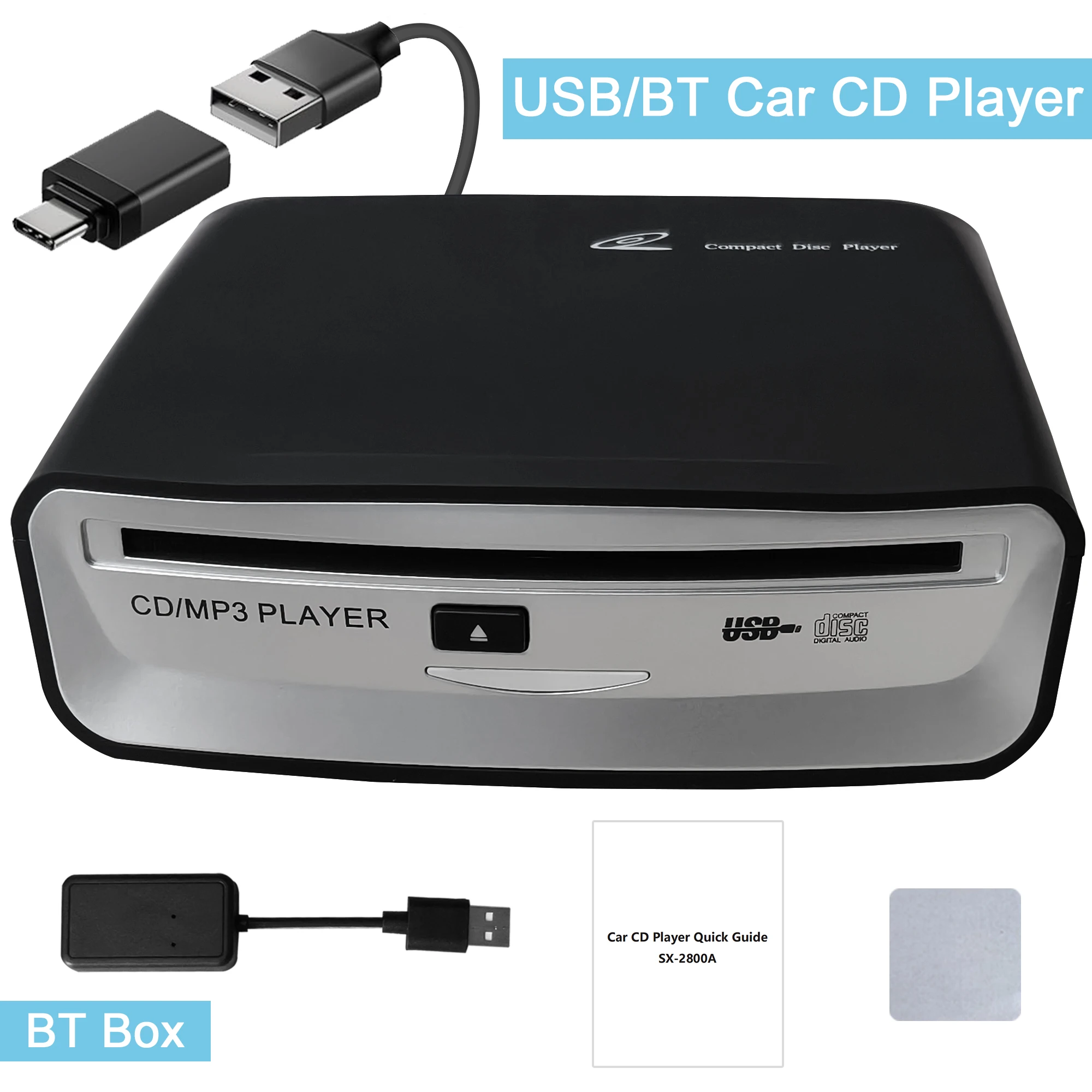 Car CD Player - Plug & Play USB Direct, Bluetooth Box Connection, Easy ...
