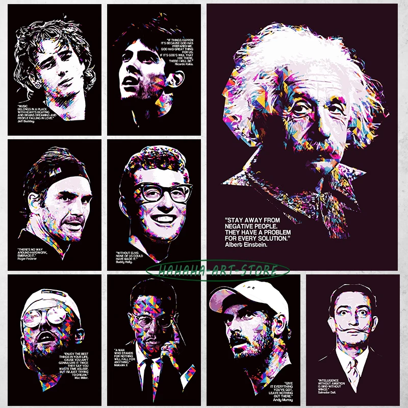 Pop-Art-Famous-People-Portraits-Quotes-Poster-Canvas-Printing-Pop-Art ...
