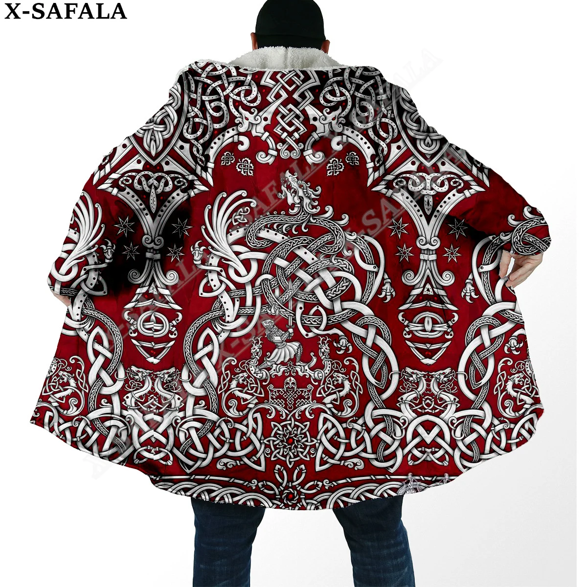 Thick-Warm-Hooded-Cloak-for-Men-Tattoo-Symbol-Viking-Armor-Overcoat ...