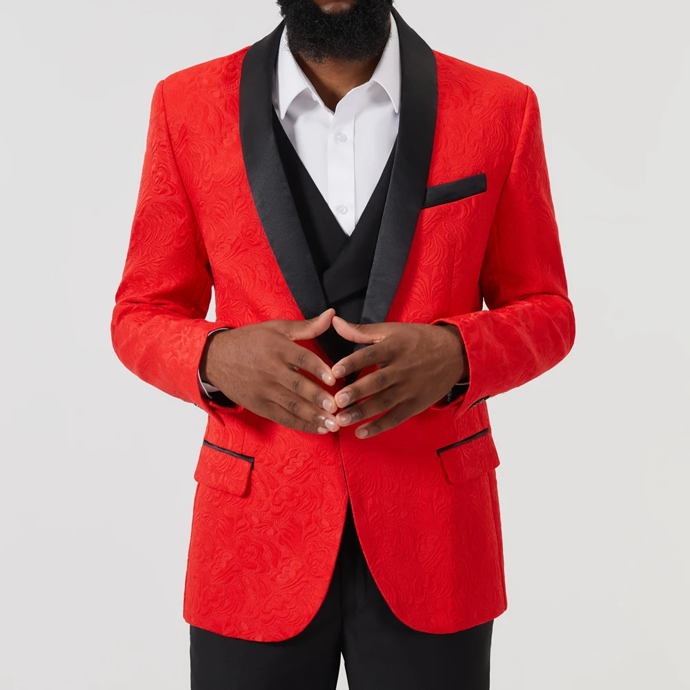 Men's Red Yellow Blue Color Suits Black Shawl Lapel Casual Tuxedos ...