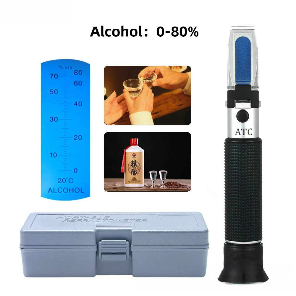 Portable handheld refractometer, alcohol concentration meter, 0-80% ...