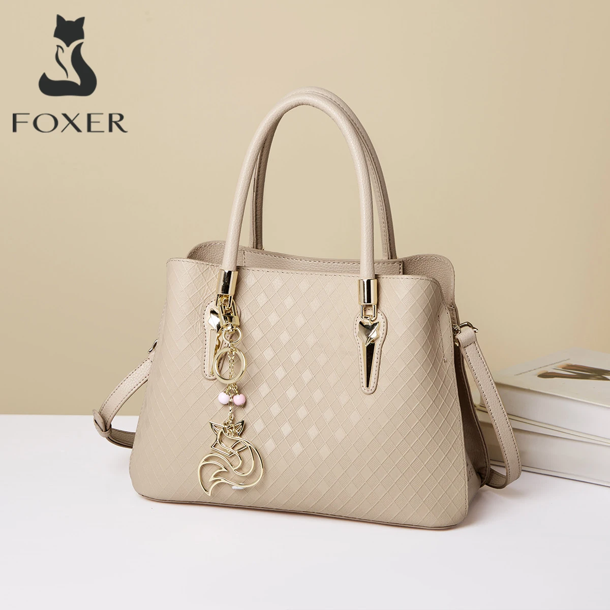FOXER Luxury Design Women's Shoulder Bag Genuine Leather Fashion Female ...