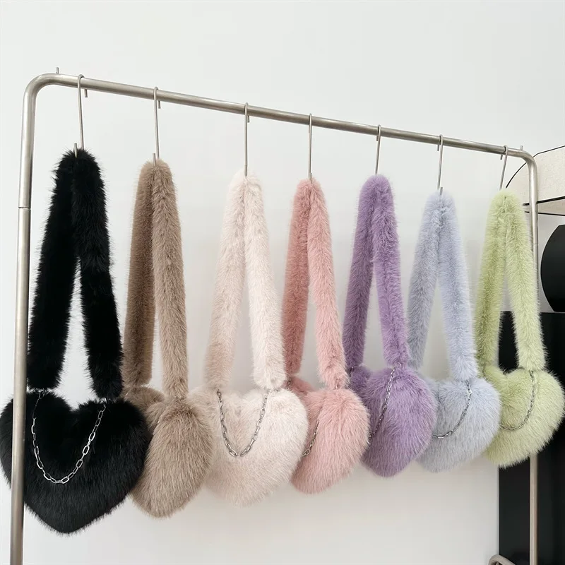 Winter-Women-Luxury-Faux-Fur-Heart-Shaped-Crossbody-Purse-Ladies ...