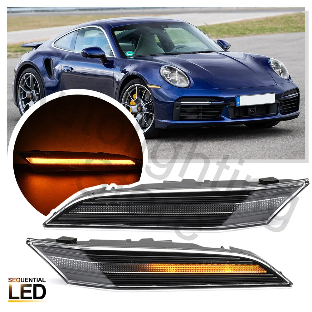 2pcs For 2019+ Porsche 911 992 Front Led Dynamic Side Marker Light Turn Signal Lamp Amber ...