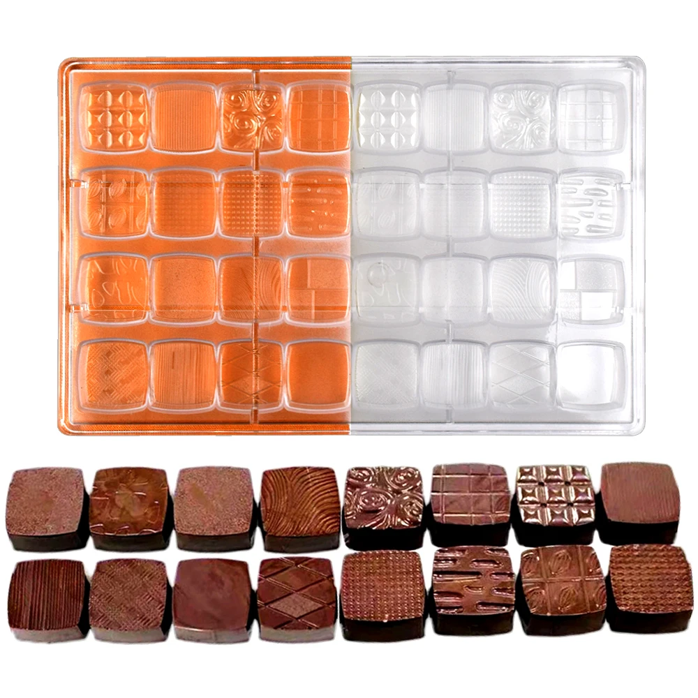 1Pcs-Chocolate-Molds-Polycarbonate-32-Cavity-Cube-16-Pattern-Chocolate ...