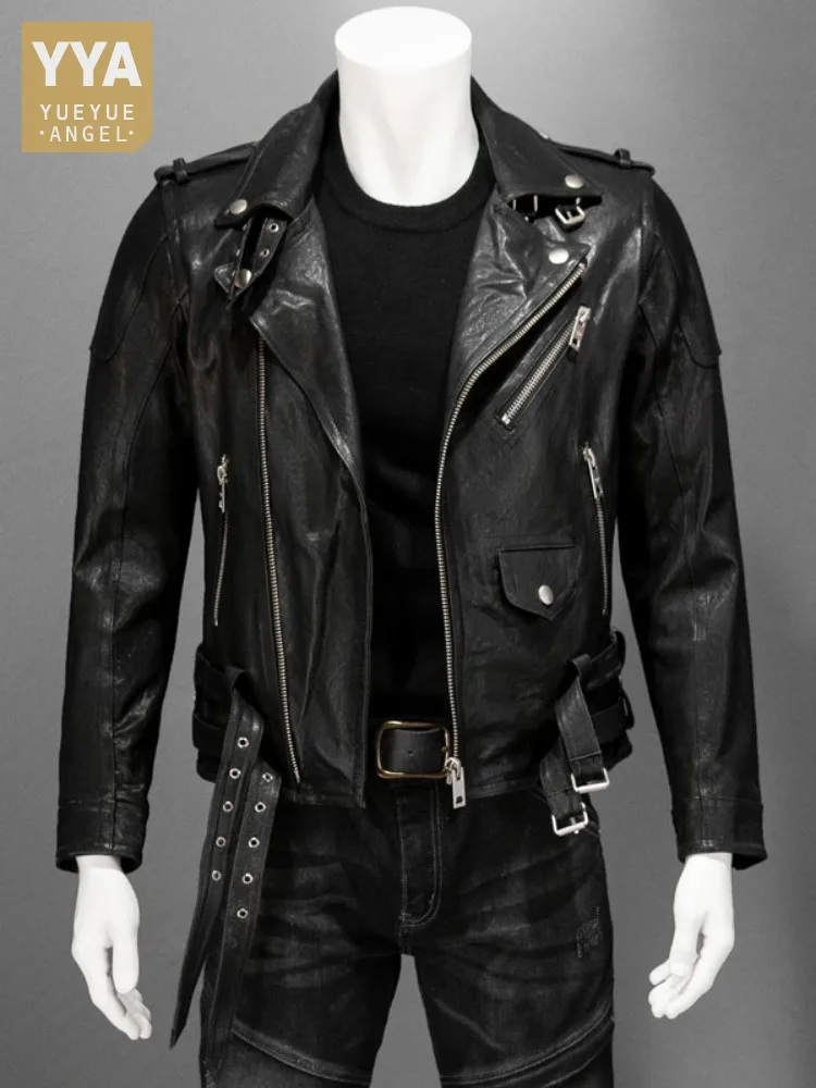 Street-Punk-Style-Genuine-Leather-Jacket-Men-Turn-Down-Collar-Slim ...