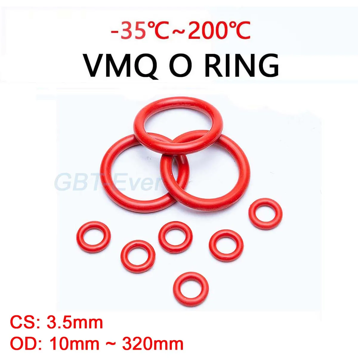 VMQ Red Silicone O-Ring Gasket CS 3.5mm OD 10mm ~ 320mm Silicon O Ring ...