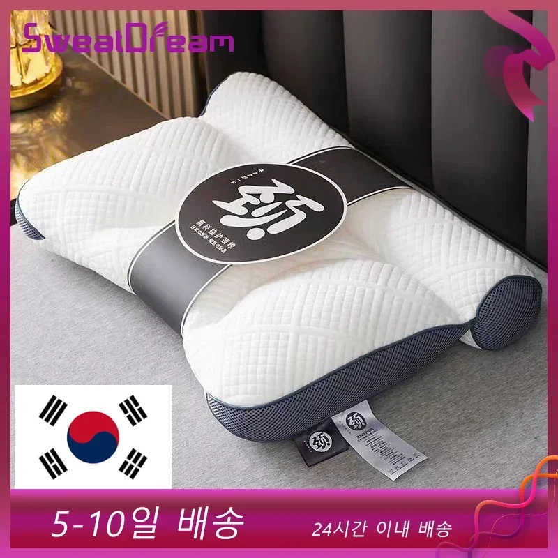 Down-Fiber-Filled-Sleeping-Pillow-Korea-Style-Cervical-Pillow ...