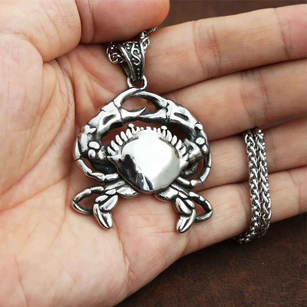 2022 New Design Ocean Series Crab Pendant Necklace For Men Stainless ...