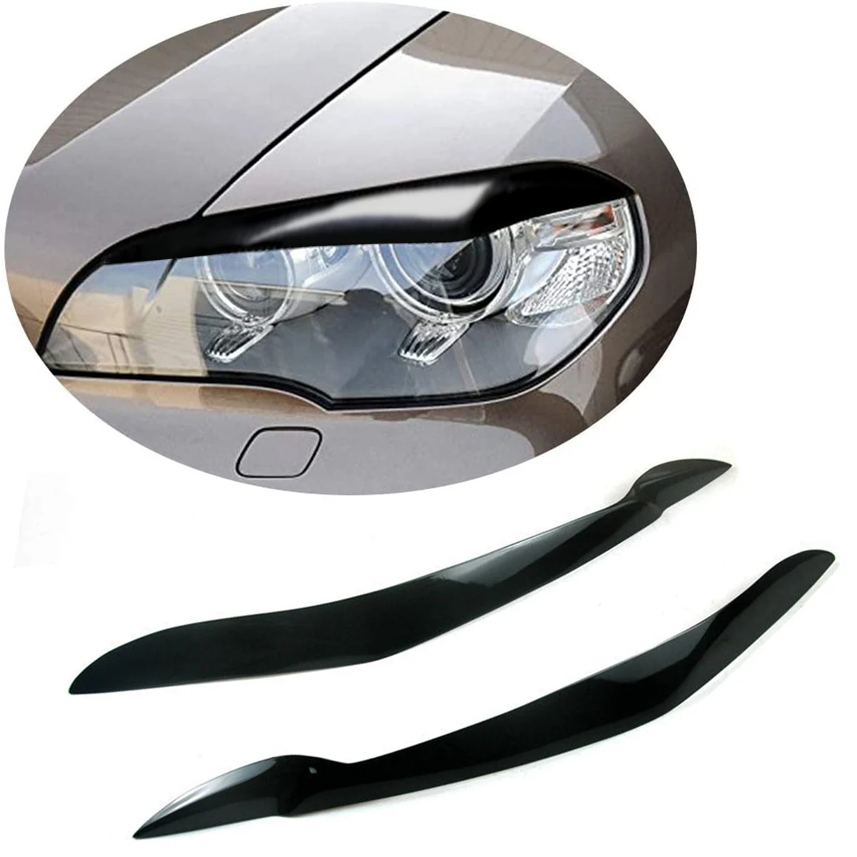 Car-Front-Resin-Headlight-Eyebrow-Eyelid-Cover-Trim-for-BMW-X5-E70-2007 ...