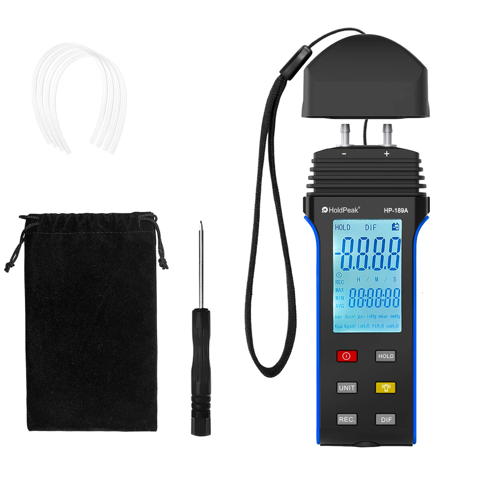 HP-189A-Digital-Manometer-Dual-Port-Manometer-Gas-Pressure-Tester-LCD ...