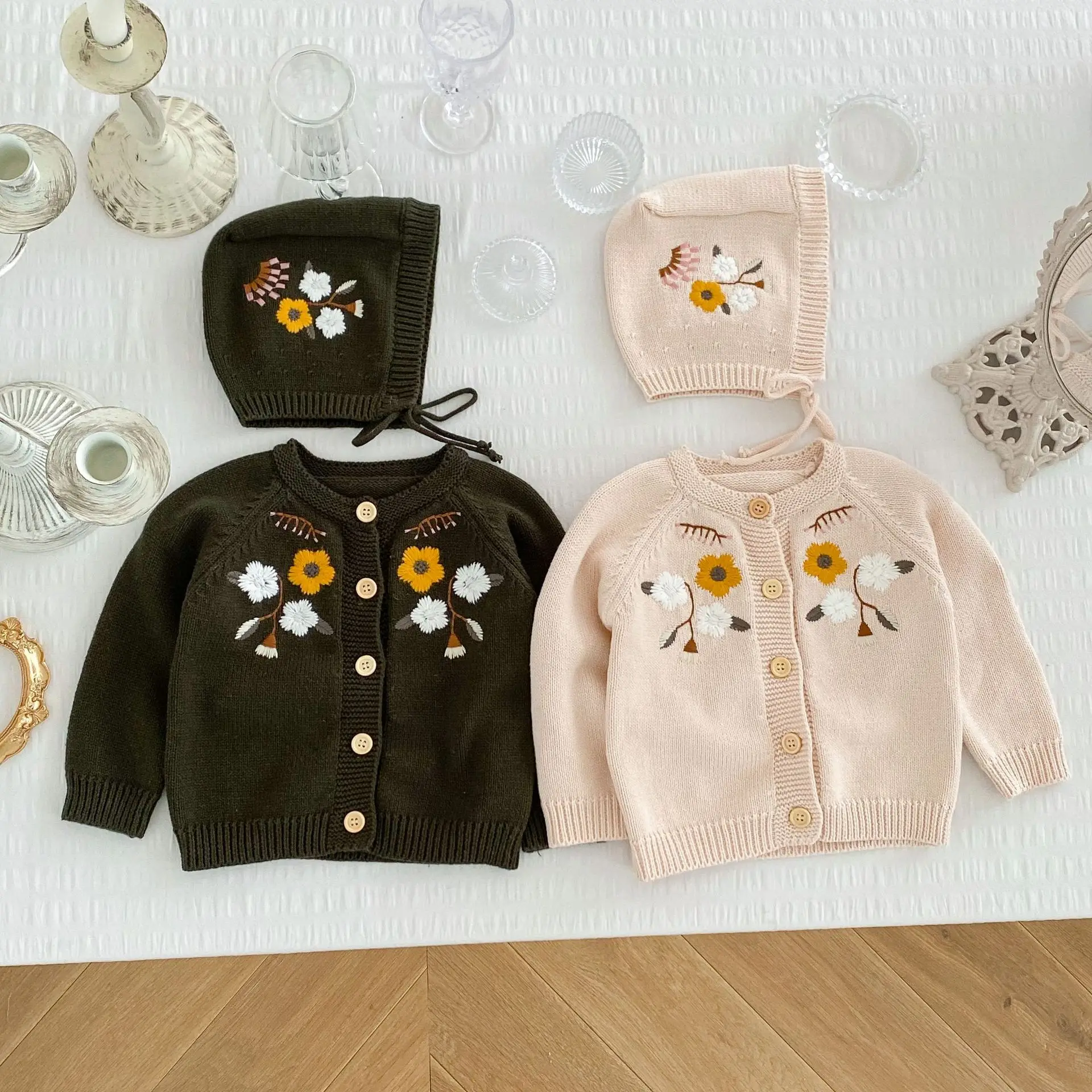 2024-Autumn-New-Girl-Infant-Knitting-Cardigan-Embroidery-Flower-Sweater ...