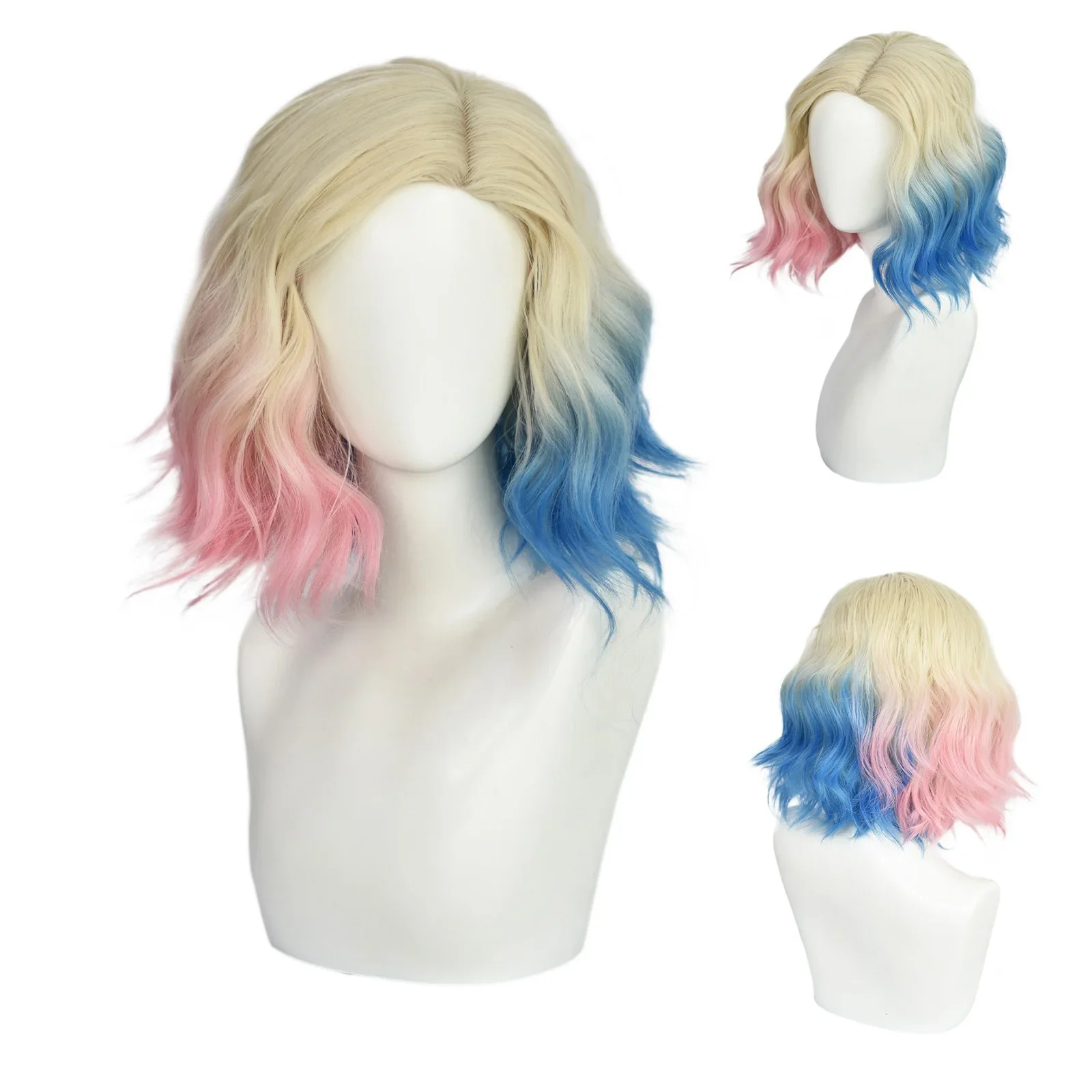 Wednesday Enid Blonde Sinclair Cosplay Pink Blue Gradient Wigs Wavy ...