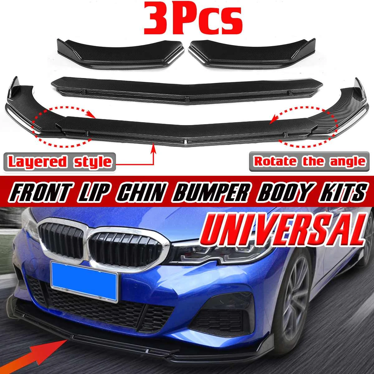 Universal Adjustable Car Front Bumper Lip Chin Spoiler Body Kit For Bmw ...