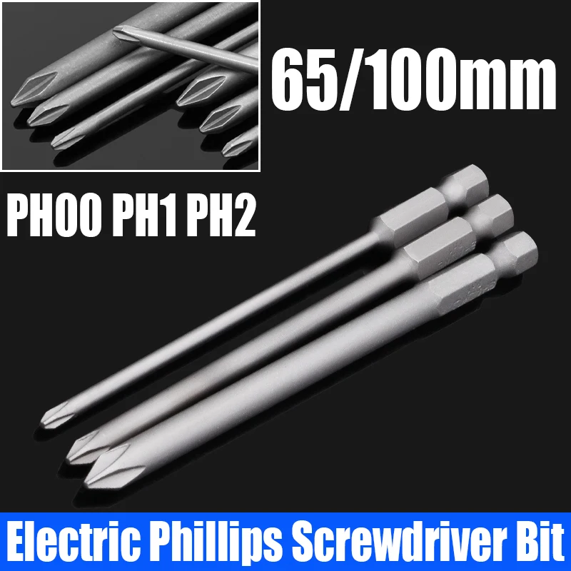 10-14PC-Electric-Phillips-Screwdriver-Bit-Set-PH00-PH2-Strong-Magnetic ...