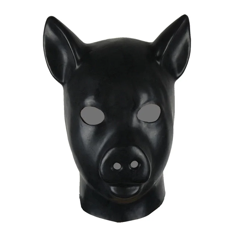 3D-Mould-Pig-Latex-Hood-Rubber-Fetish-Animal-Mask-with-Back-Zip-Full ...