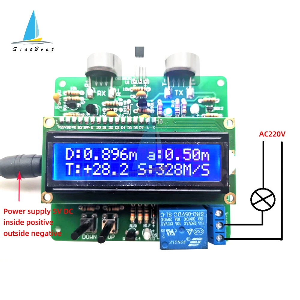 DC 4.5V 5.5V 51 Single chip Ultrasonic Rangefinder Module 3CM 150CM LCD ...