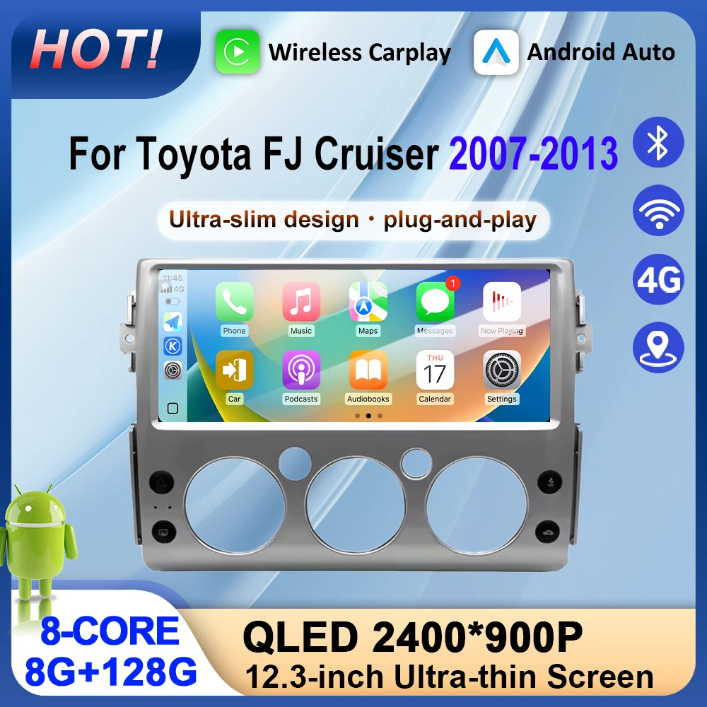 12.3" Car Radio Android 15 For Toyota FJ Cruiser 2007-2013 GPS ...