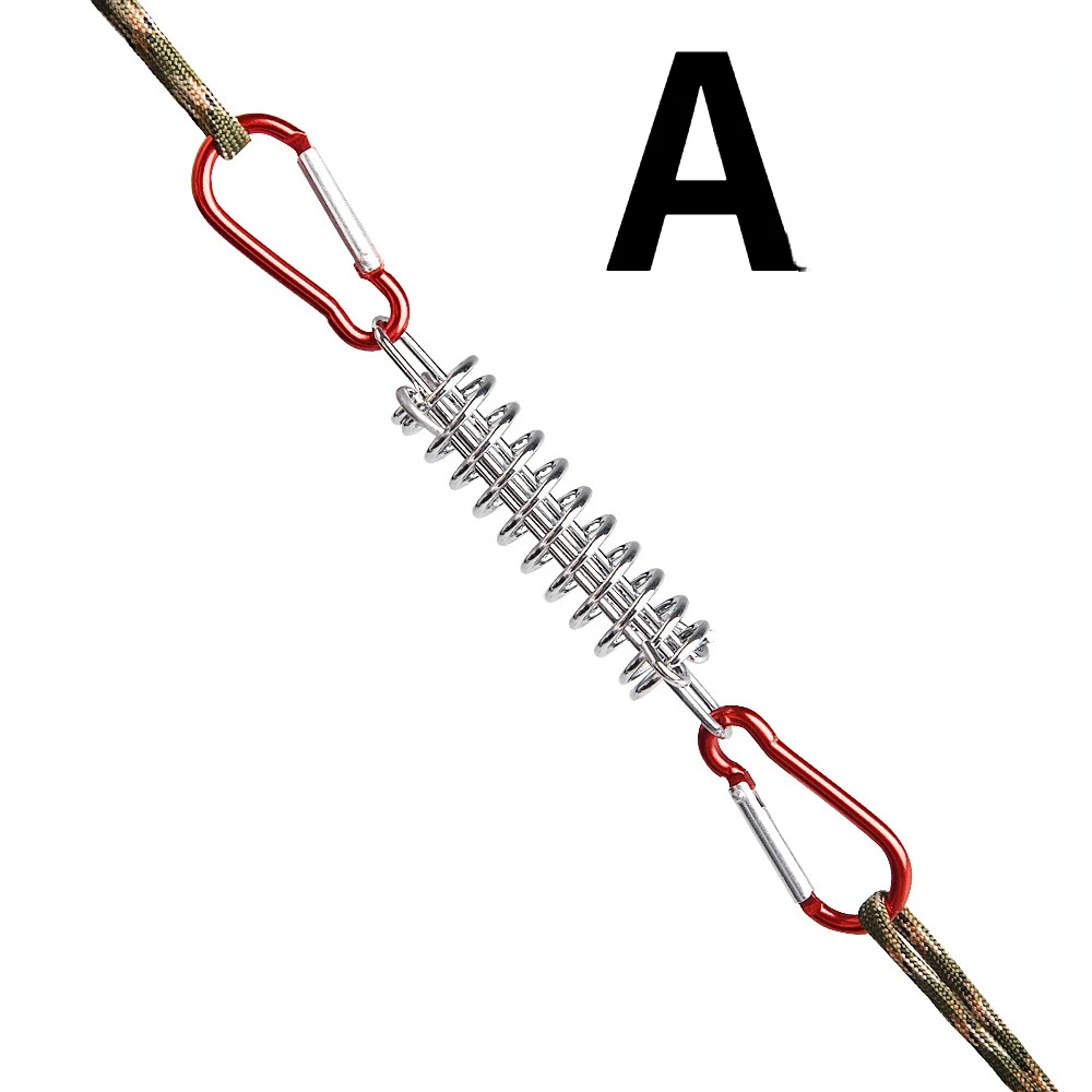 5/10Pcs/set Steel Tent Wind Rope Spring Buckle Deck Pegs with Carabiner ...