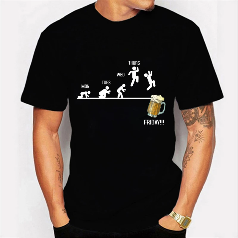 Fashion Beer Print Men's Brand T-shirt Fun Pattern Hip Hop Summer ...