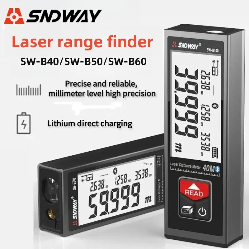 SNDWAY-Mini-Laser-Distance-Meter-Rechargeable-Rangefinder-40M-50M-60M ...