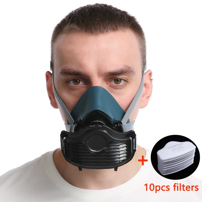 Silicone Dustproof Half Mask Respirator With Goggles Filter cotton ...