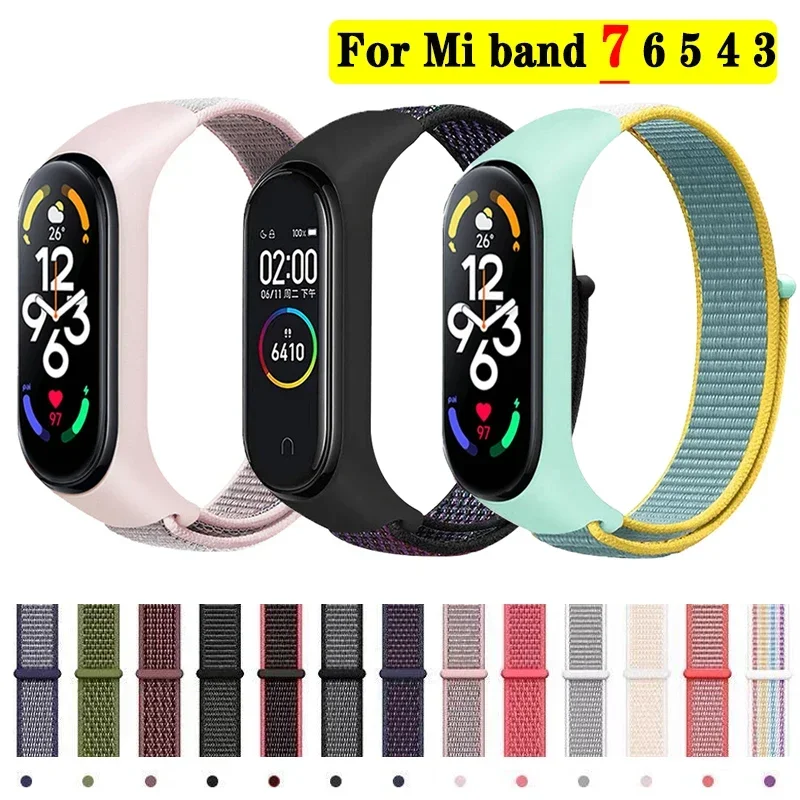 Bracelet for mi band 6 7 Strap Nylon Sport loop watch Belt pulsera ...