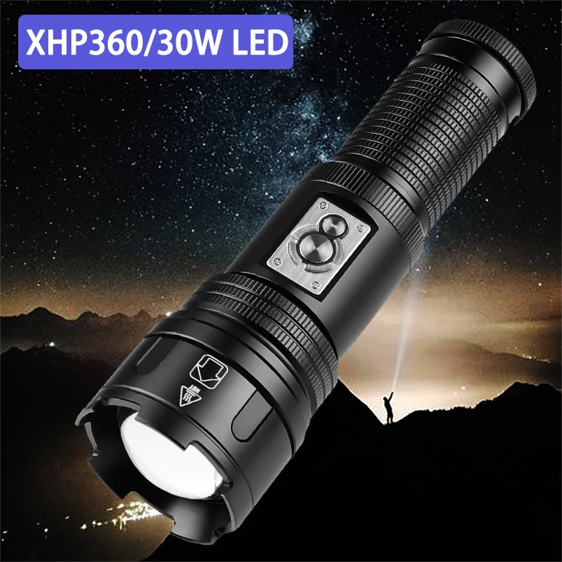 XHP360-Powerful-Self-Defense-Flashlight-Rechargeable-Lamp-Camping ...