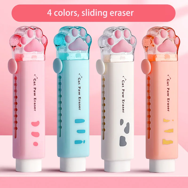 1pc-Kawaii-Push-pull-Design-Cat-Paw-Portable-Rubber-Eraser-Cute-Erasers ...