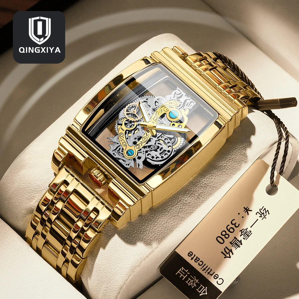 QINGXIYA Mens Watches Top Brand Luxury Fashion Wine Barrel Locomotive ...