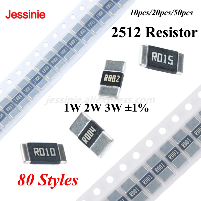 10-50PCS 2512 SMD Alloy Resistor 1W 2W 3W 1% R001 R002 R003 R004 R008 ...