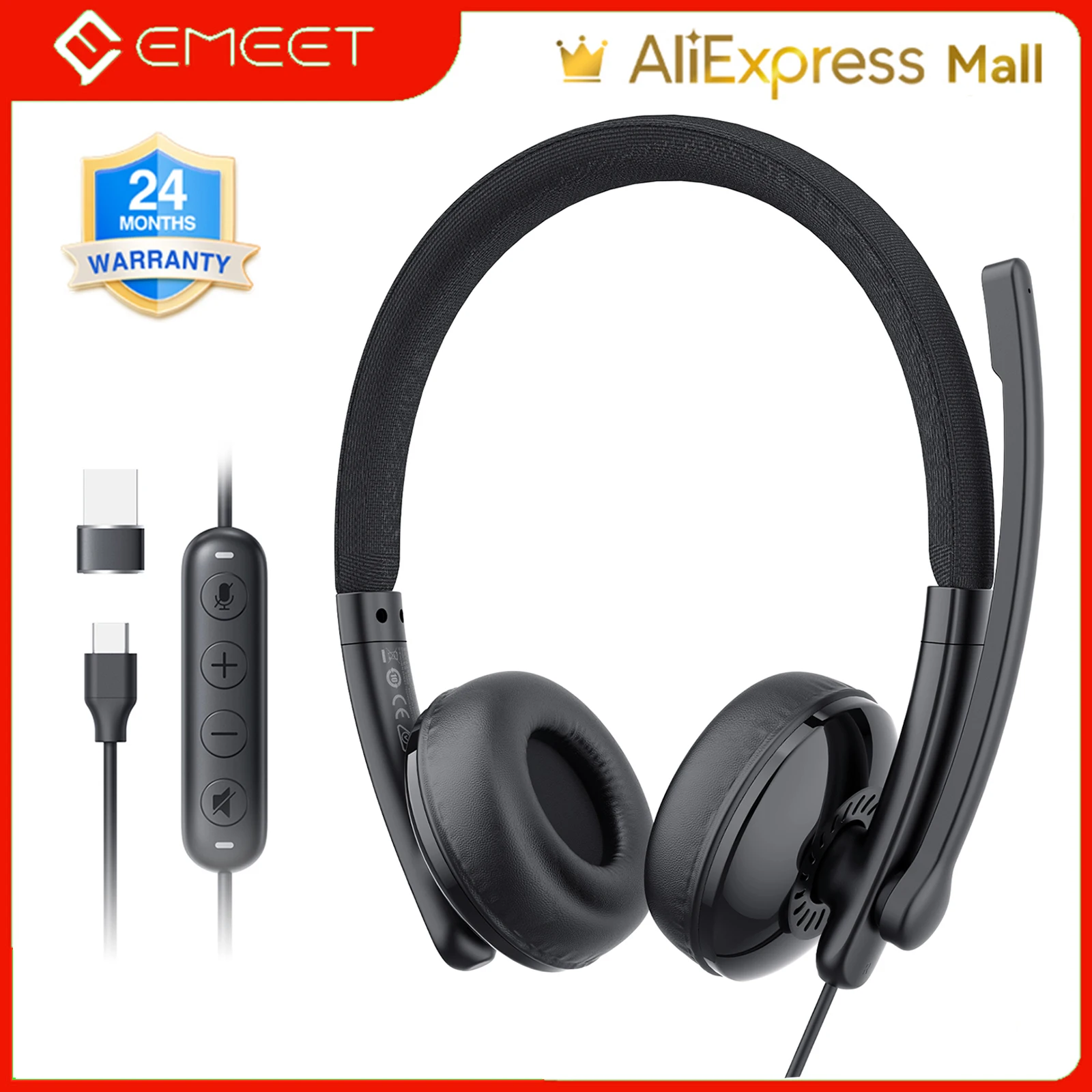 EMEET-Wired-Headset-with-Microphone-Call-Center-USB-Headphones-ENC ...
