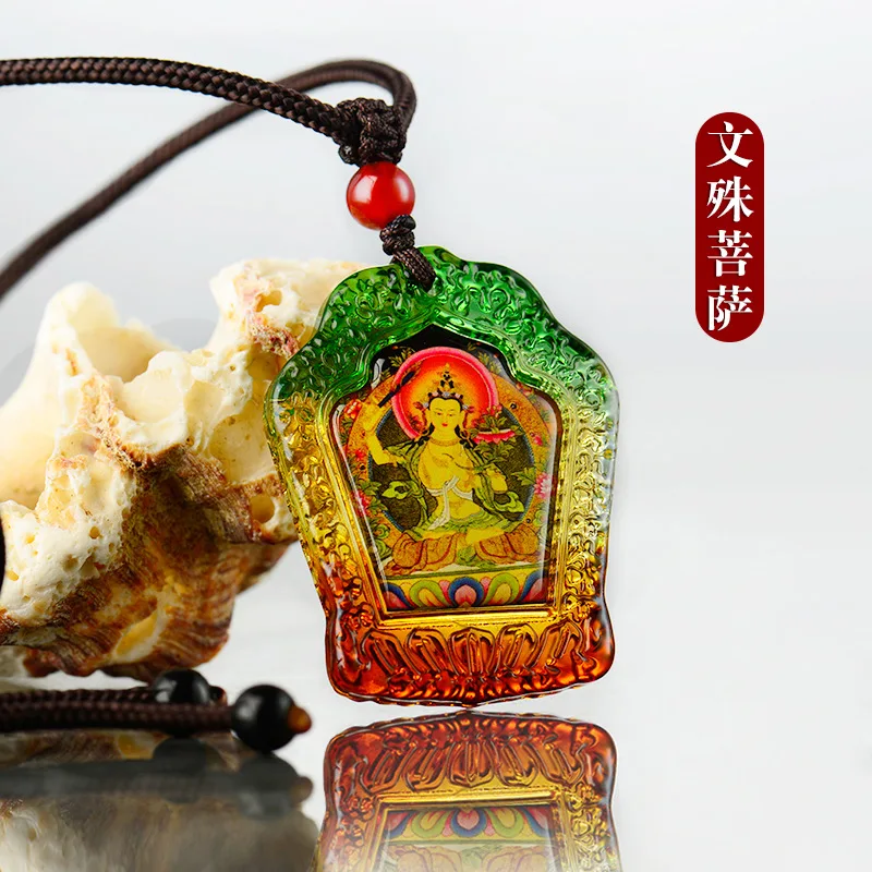 1pcs Buddha Heart Mantra Amulet Kalachakra Glass Buddha Avalokitesvara ...