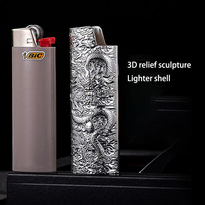 Classic Pixiu Large Metal Lighter Set BIC Bic J6 Set Shell Gas Lighter ...