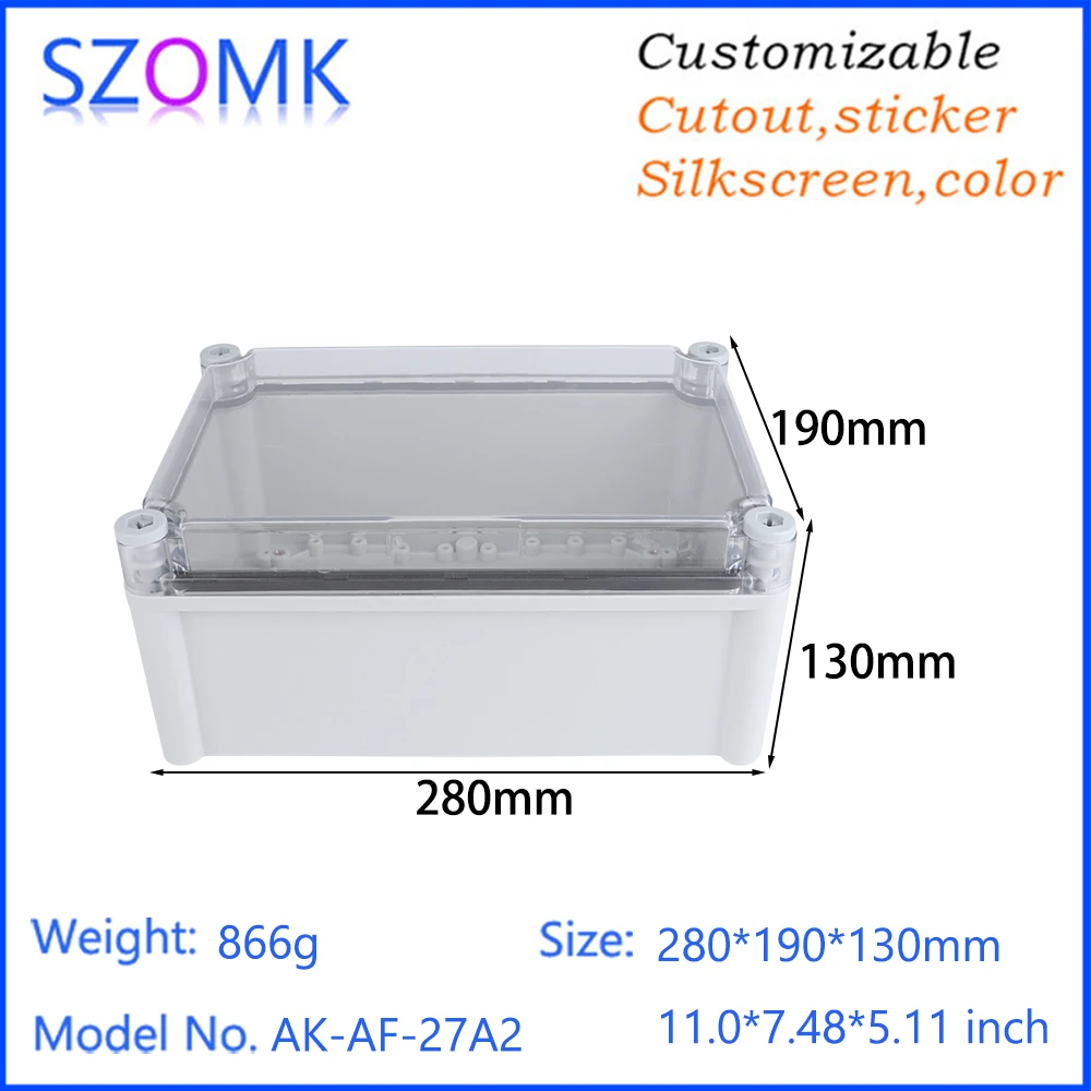 280x190x130mm Clear Lid Electrical Distribution Box Plastic Electronics ...