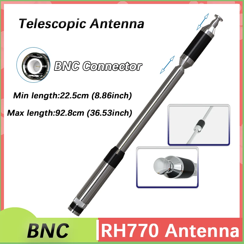 RH770 Telescopic Antenna BNC Connector 144/430Mhz High Gain Walkie ...