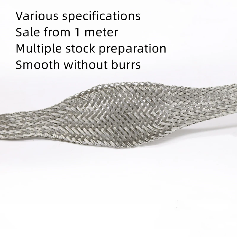 1/2/3M Tinned Copper Metal Shielding Mesh Tinned Copper Braided Sleeve2 ...
