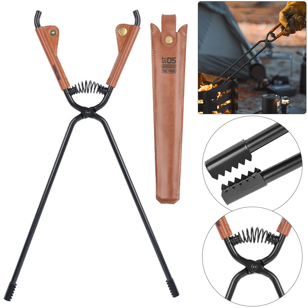 Thickened-Fire-Tongs-with-Leather-Cover-Barbecue-Burning-Clips-Carbon ...