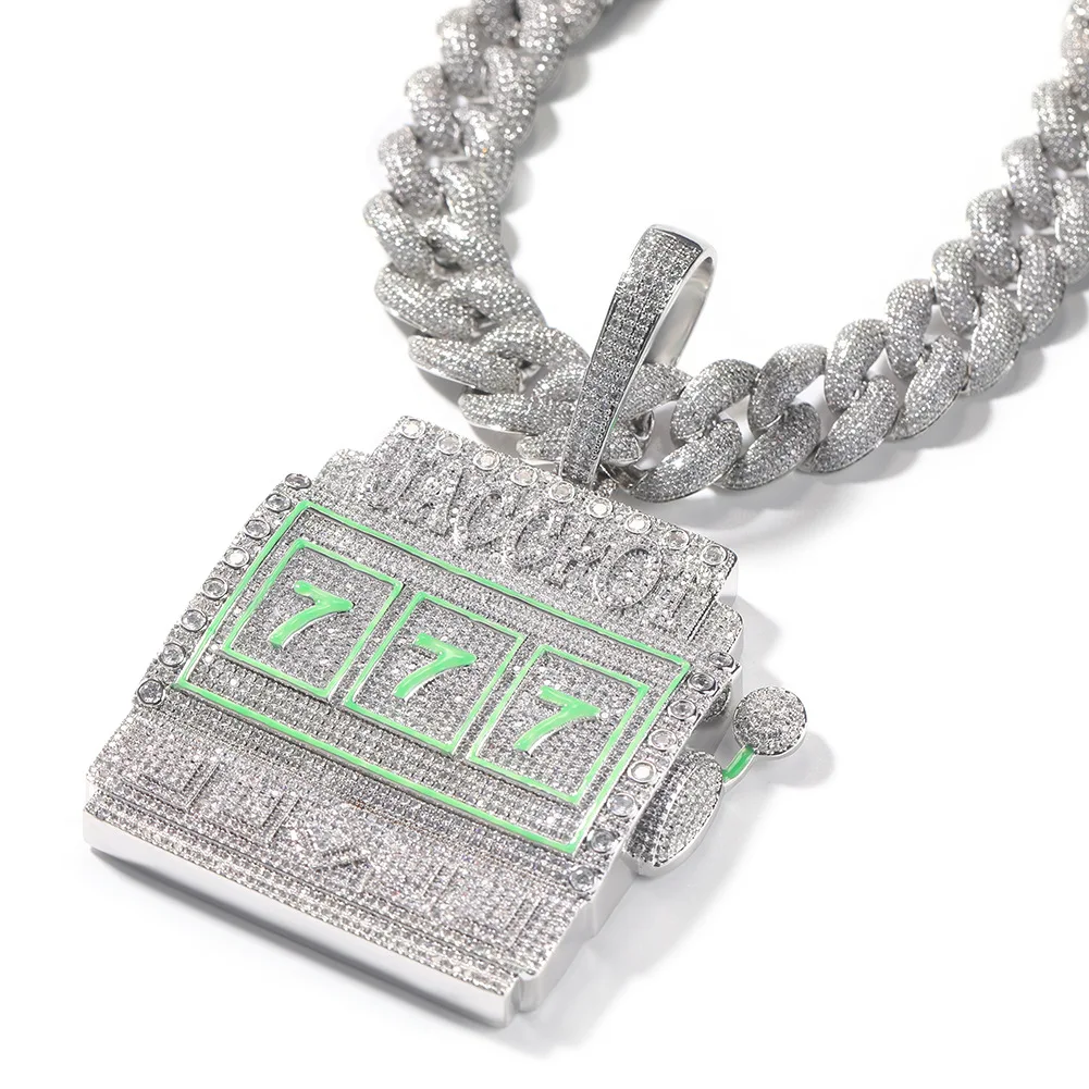 Lucky-777-Iced-Out-Micro-Pave-Zirconia-Slot-Machine-Pendant-Necklace ...