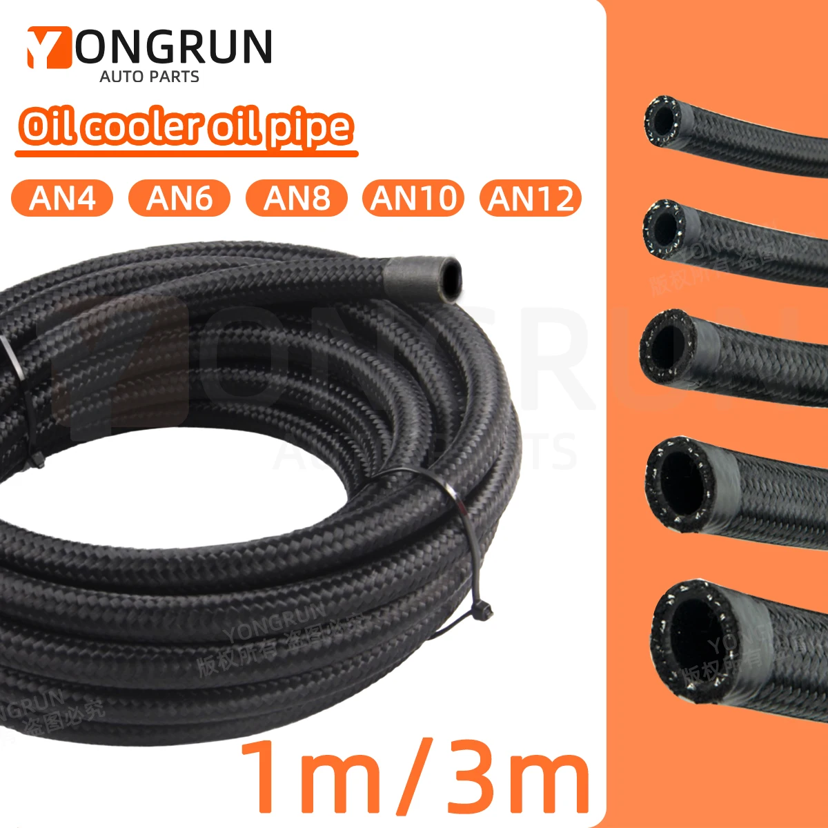 AN4-AN6-AN8-AN10-AN12-Hose-Black-Nylon-Cover-Stainless-Steel-Braided ...