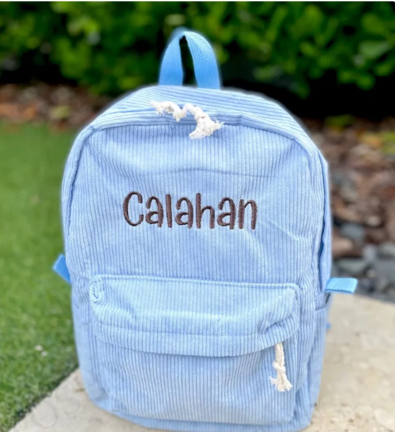 Personalized-Kids-Backpack-Embroidered-Corduroy-Backpack-Back-To-School ...