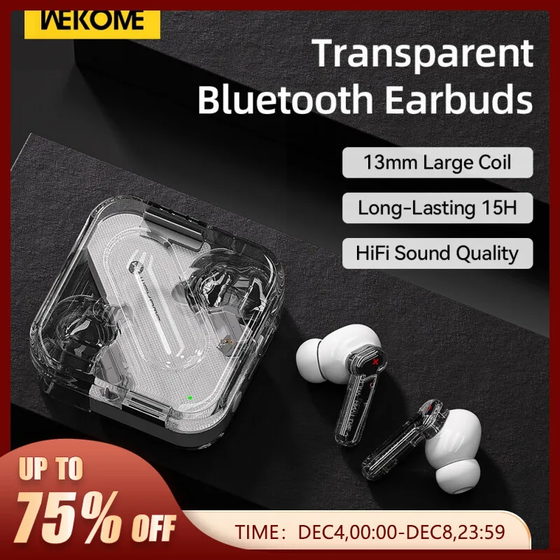 WEKOME-V51-TWS-Wireless-Bluetooth-5-1-Earphone-with-Transparent-Style ...