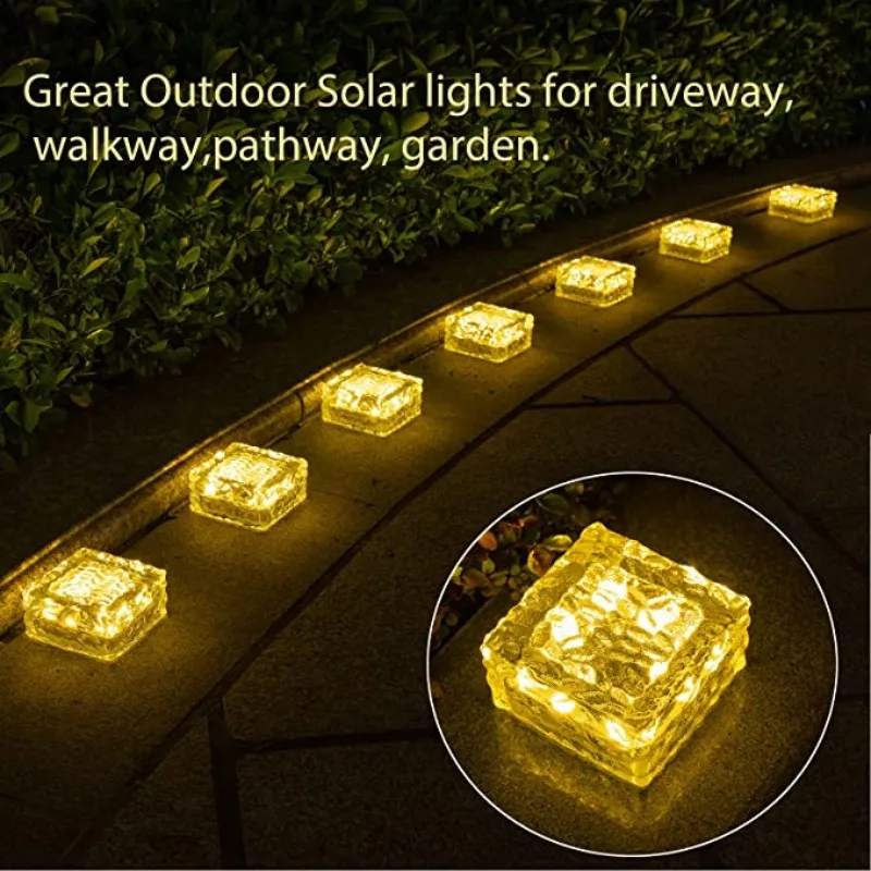 2/4pcs Solar Brick Light Outdoor Waterproof Solar Led Light Clear Ice ...