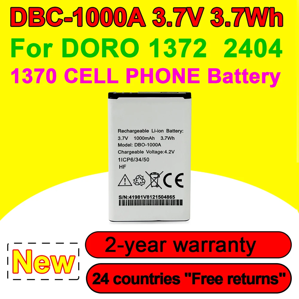 100-New-1000mAh-DBO-1000A-High-Quality-Battery-For-DORO-1372-2404-1370 ...