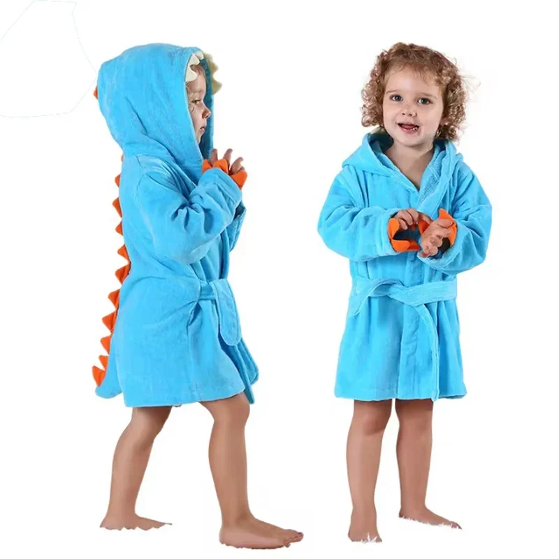 Dinosaur-Hooded-Cotton-Baby-Bathrobe-Soft-Infant-Bath-Towel-Robe ...